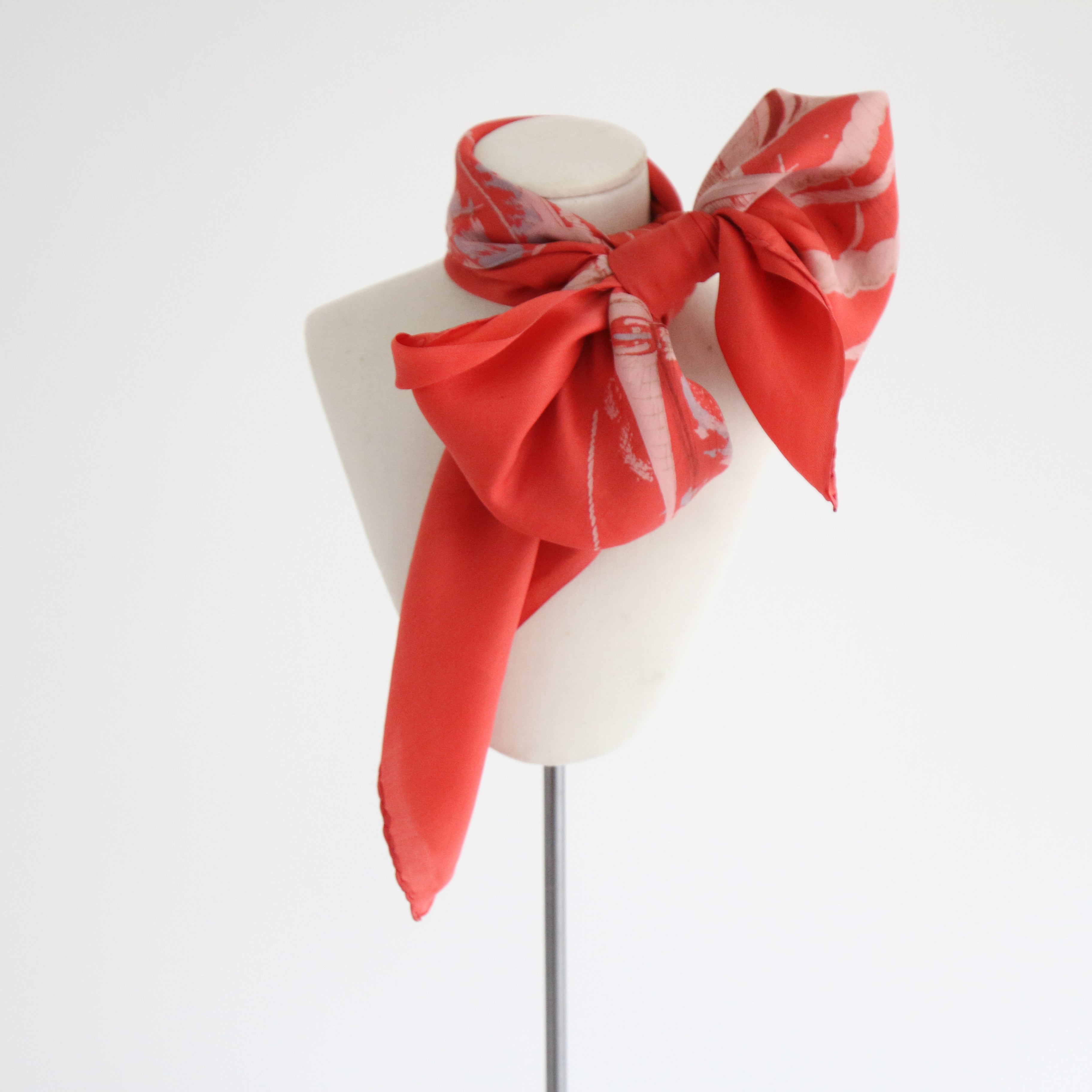 "Genova e Dinzorni" Vintage 1950's Coral Pink Silk Scarf – Willow ...