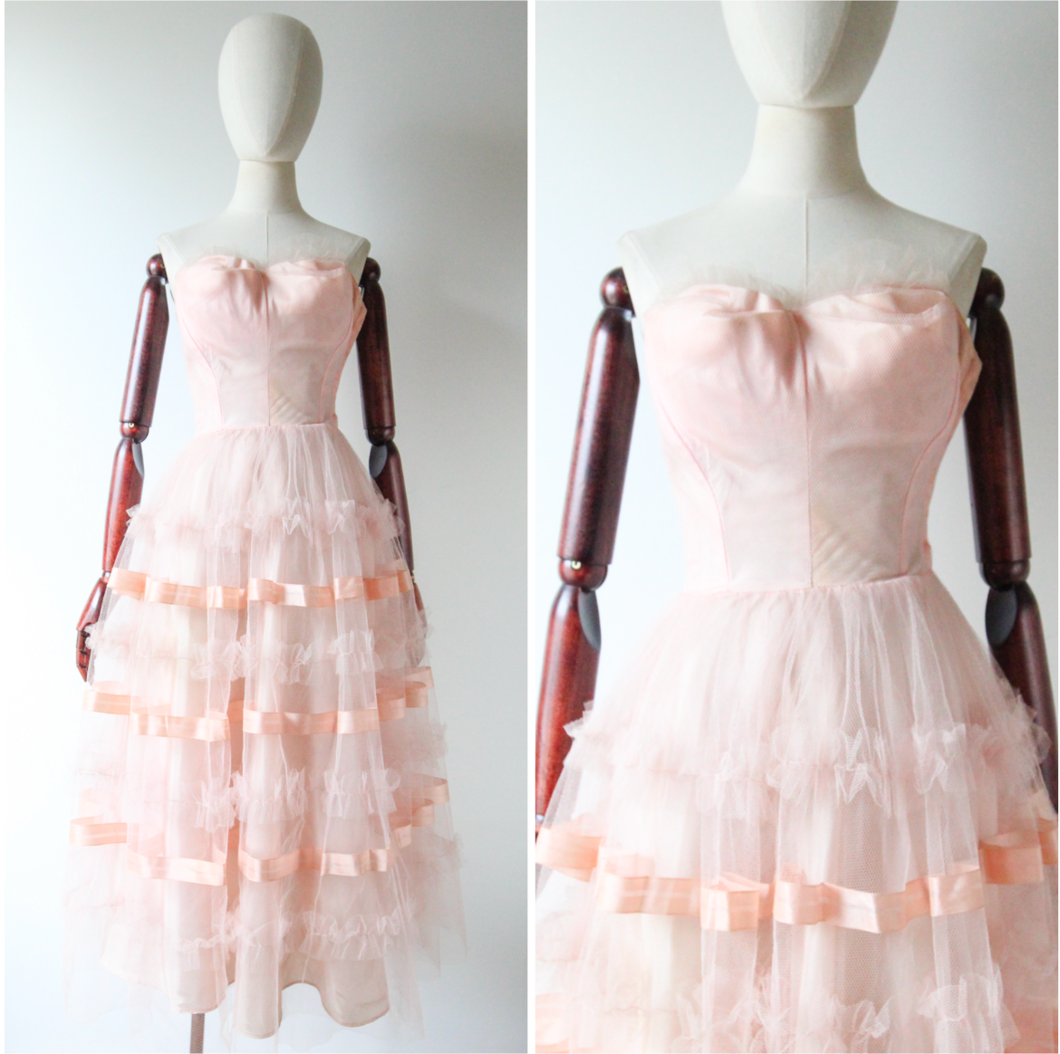 "Pink Ribbon & Tulle" Vintage 1950's Ballerina Pink Tulle & Ribbon Det ...
